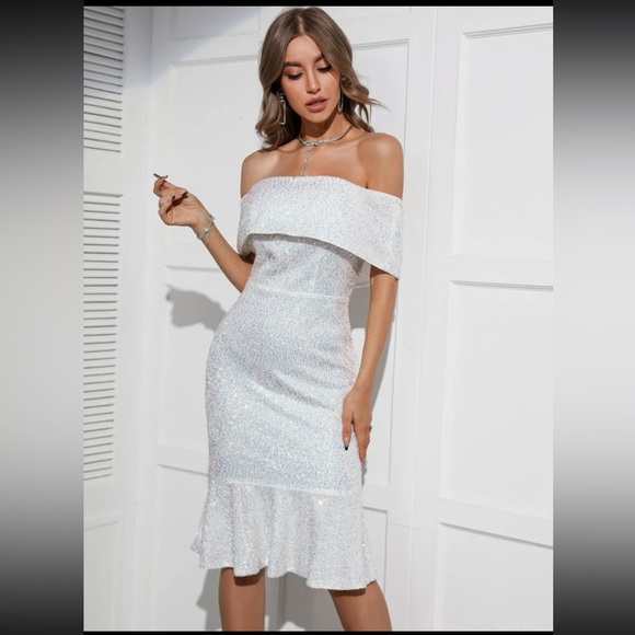 SHEIN | Dresses | Off Shoulder Sequin Dress | Poshmark